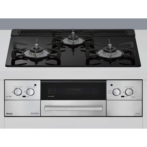 Rinnai RHS31W42J1RSTW-LP ナイトブラック Lisse（リッセ） [ビルトインガスコンロ （プロパンガス用・3口・左右強火力タイプ・幅60cm）]