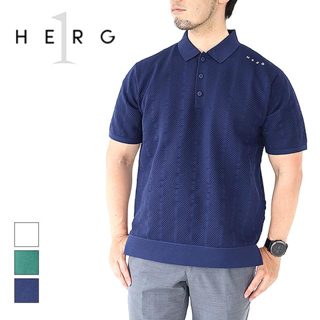 ポイント10% HERG1 ゴルフ エルグワン STRIPE MESH KNIT POLO ストライプメッシュニットポロ トップス 速乾性 gu23pe14