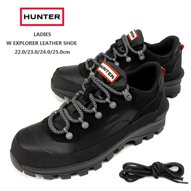 HUNTER W EXPLORER LEATHER SHOE ローカットスニーカーシューズ レディース ブラック 22 23 24 25 ハンター 防水 防雪 No.sh1937