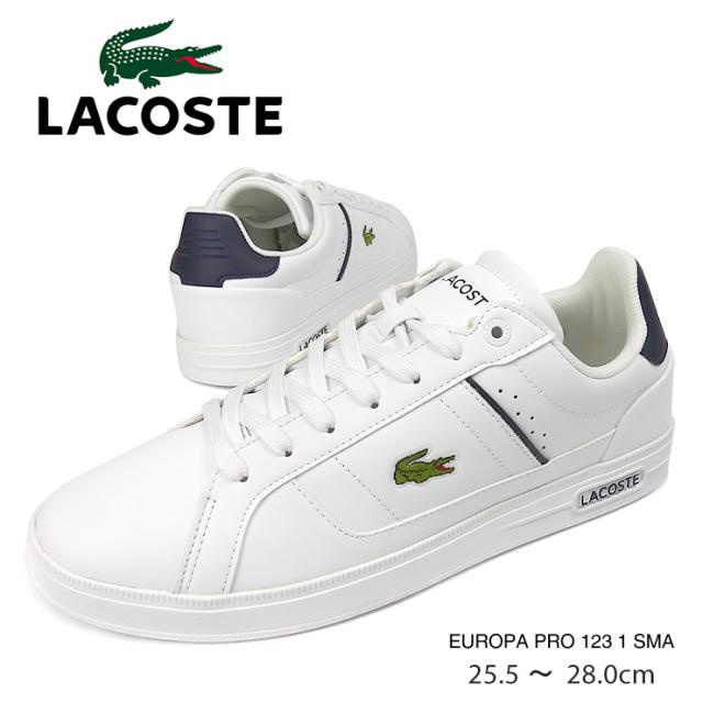 【箱アウトレット】LACOSTE EUROPA PRO 123 1 SMA ローカットスニーカーシューズ メンズ  ホワイト ラコステ No.sh1990