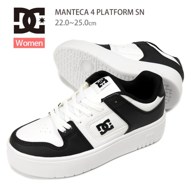 【箱アウトレット】DC SHOES MANTECA 4 PLATFORM SN ローカット スニーカー シューズ レディース ホワイト 22 23 23.5 24 24.5 25 DW244001 ディーシーシューズ マンテカ4 プラットフォーム ローカット 厚底 白 黒 ブラック WHITE/BLACK/PRINT(HKP) sh2117