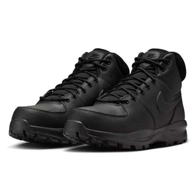 ナイキ マノアレザー ミッドカット スニーカー シューズ メンズ 25.5 26 26.5 27 27.5 28 NIKE MANOA LEATHER HF7095 001 男性 紳士 ミドルカット ハイカット アウトドア 黒 ブラック BLACK/BLACK-BLACK 【箱アウトレット】 No.sh1558