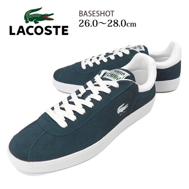 【箱アウトレット】LACOSTE BASESHOT ローカット スニーカー シューズ メンズ 26 26.5 27 28 NVY/WHT ラコステ ベースショット 46SMA0065 靴 レースアップ 紐 ひも 紳士 男性 コートシューズ コート系 ロゴ ワニ 紺 青 白 ネイビー ホワイト sh2140