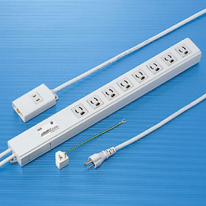 サンワサプライ ノイズフィルタタップ 9個口 上挿し 2m TAP-3812NFN