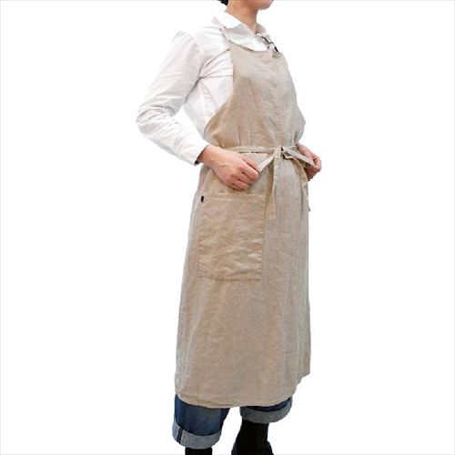 Linnne リンネ Linne エプロン 0118-039 ベージュ 100％ピュアリネン 麻 身丈約101cm リトアニア