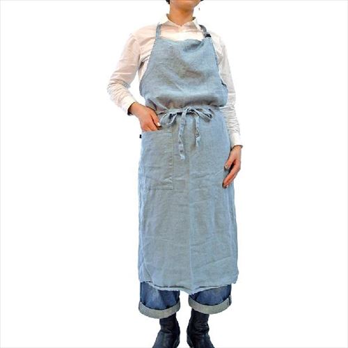 Linnne リンネ Linne エプロン 0118-041 Linnne ライトブルー 100％ピュアリネン 麻 身丈約101cm リトアニア