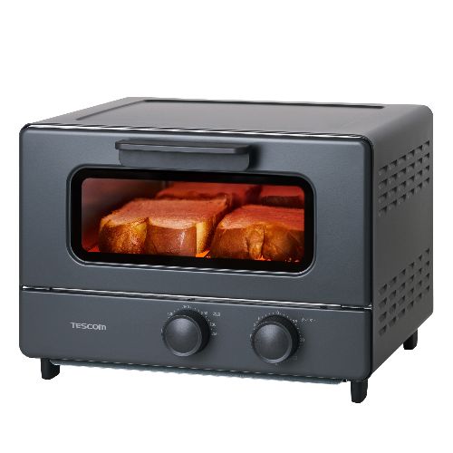 テスコム(TESCOM) TSB60A-K ブラック トースター 4枚焼き オーブントースター コンパクト 無段階温度調節 1200W タイマー30分 遠赤外線ヒーター