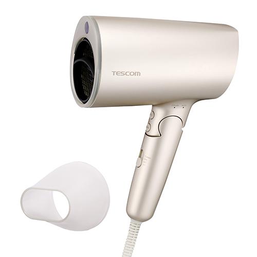 【長期保証付】テスコム(TESCOM) TD713A-N ゴールド ドライヤー 大風量 速乾 温度センサー 熱ダメージ配慮 マイナスイオン 1300W 折りたたみ クールショット