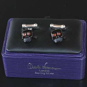 ブラックオニキス＆スカル カフス ギフト プレゼント 送料無料