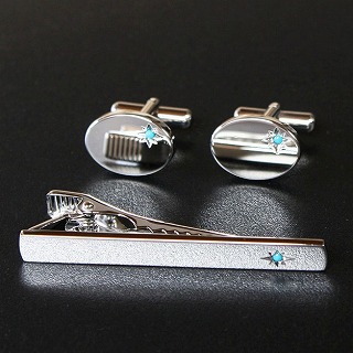 12月の誕生石　ターコイズカフス　ネクタイピンセット