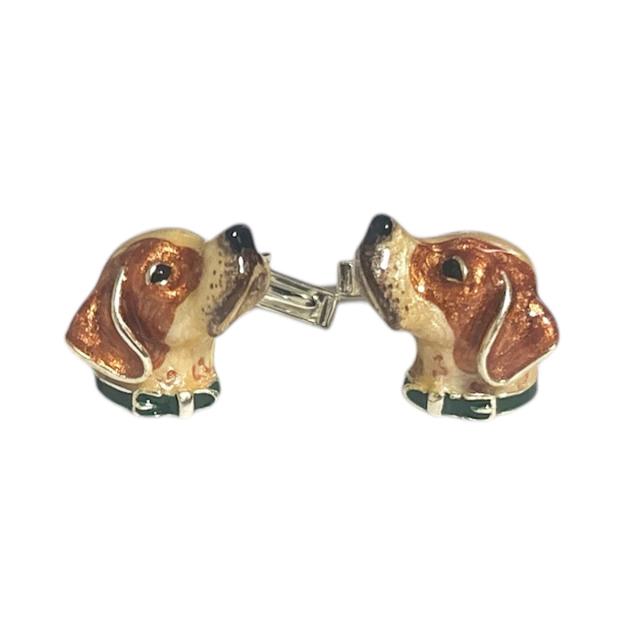 【SATURNO Italy】ポインター（茶）・カフス【カフリンクス・カフスボタン】