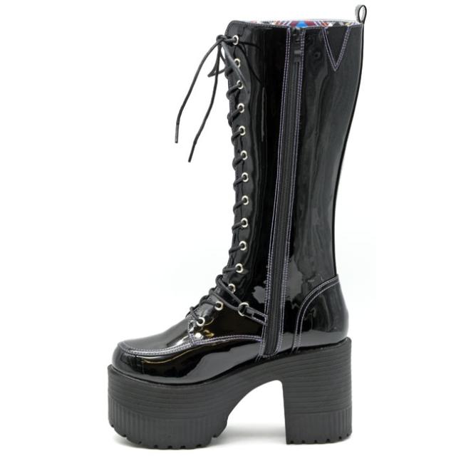 ヨースケ YOSUKE 厚底ブーツ レースアップブーツ ハイソール プラットフォーム レディース 全4色 S-LL 黒 赤 2605016