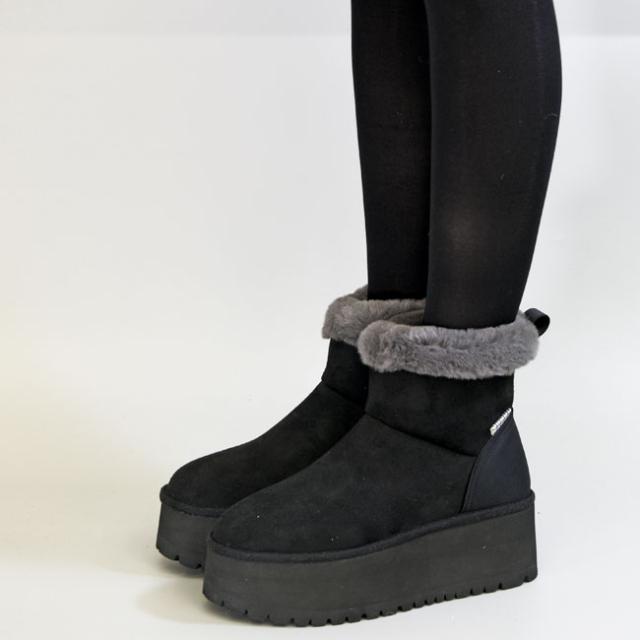 by あしながおじさん ムートンブーツ 厚底ムートン ショートブーツ レディース 全3色 S-LL ブラック 黒 8490123