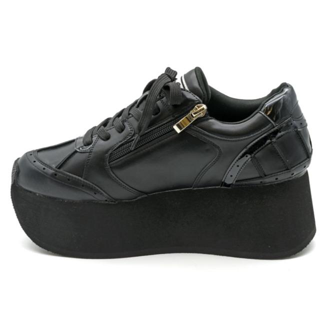 ヨースケ YOSUKE 厚底スニーカー レースアップ ハイソール レディース 厚底 プラットフォーム 全4色 S-LL ブラック 黒 6310027