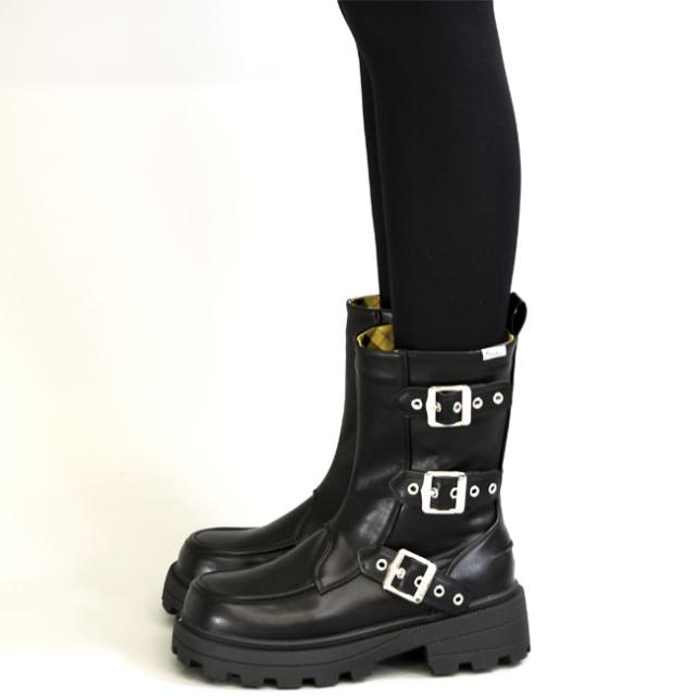 ヨースケ YOSUKE ベルテッドブーツ 厚底ブーツ ショートブーツ レディース ブラック 黒 全4色 2710053