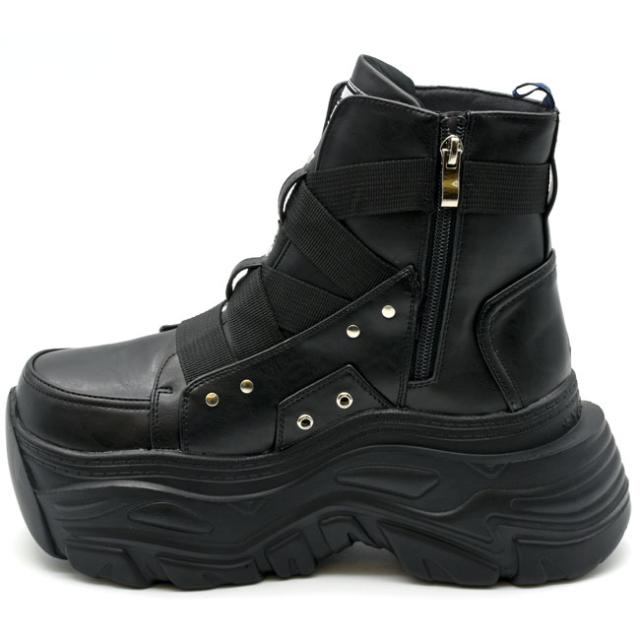 ヨースケ YOSUKE スニーカーブーツ 厚底ブーツ ショートブーツ ベルテッドブーツ レディース 全4色 ブラック 黒 白 4460094 (予約)は7月下旬頃〜入荷予定