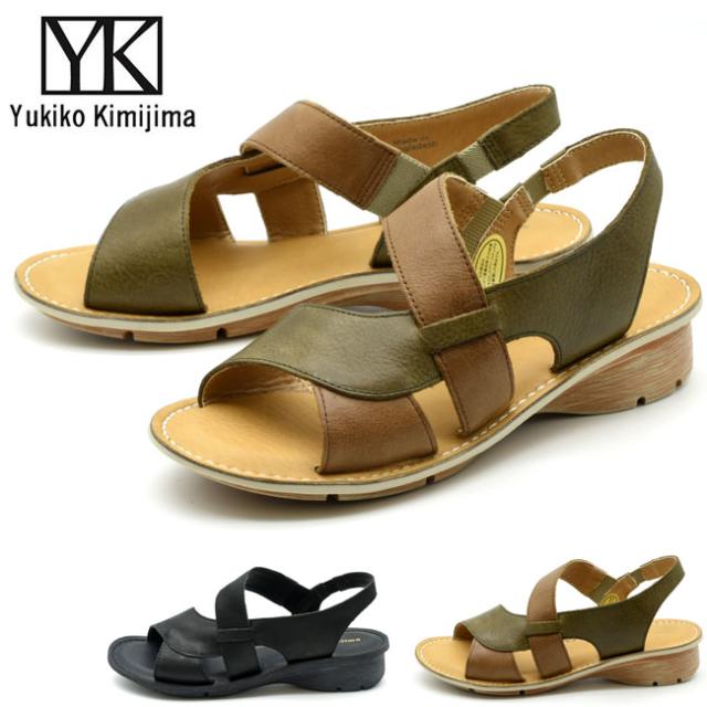 ユキコ キミジマ Yukiko Kimijima ストラップサンダル レザーサンダル レディース 本革 レザー 黒 ブラック S-LL 2217 (予約)は3〜5営業日後の出荷です。
