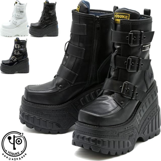 ヨースケ YOSUKE 厚底スニーカー 厚底ブーツ ベルト ハイソール レディース 全3色 22.5cm-25cm 2601147  (予約)は9月中旬頃〜入荷予定