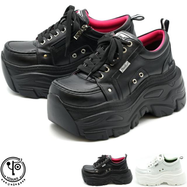 ヨースケ YOSUKE 厚底スニーカー レースアップ プラットフォーム ダッドスニーカー メンズ 26 27 黒 白 4468025 (予約)は8月上旬頃〜入荷予定