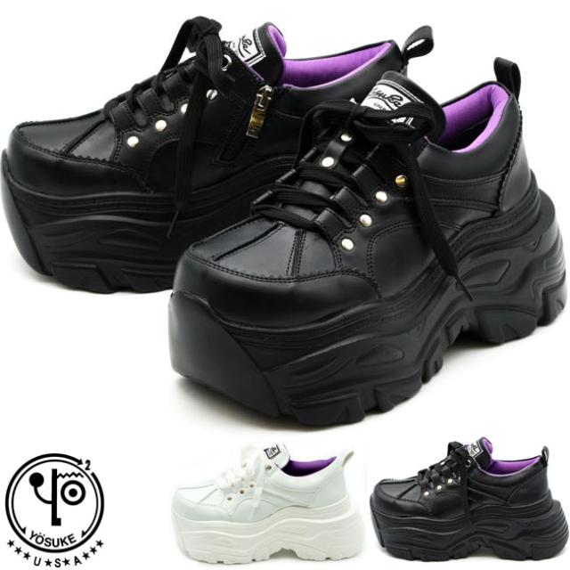 ヨースケ YOSUKE 厚底スニーカー レースアップ プラットフォーム ダッドスニーカー メンズ 26 27 黒 白 4468026