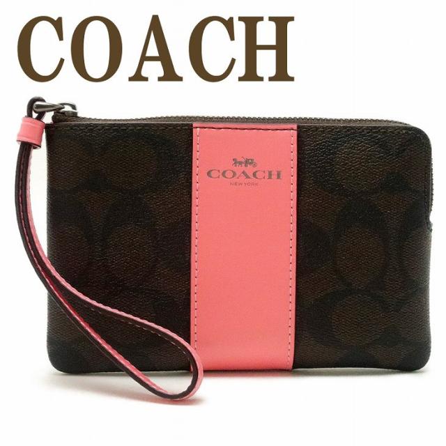 コーチ COACH ポーチ ハンドポーチ リストレット クラッチ 財布 ハンドバッグ レディース シグネチャー ピンク 58035QBR6K 【ネコポス】 ブランド 人気