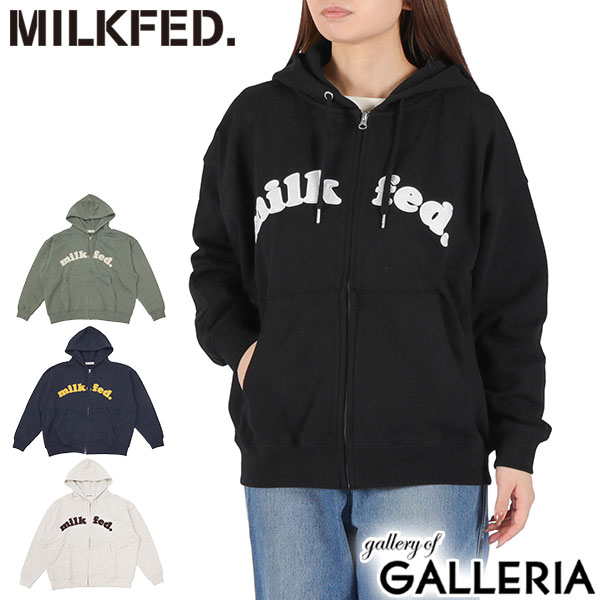 【5％OFFクーポン】【商品レビューで＋5％】ミルクフェド パーカー レディース 大きいサイズ ジップ MILKFED. アウター 秋 ARCH COOPER LOGO ZIP UP HOODIE 103253012001