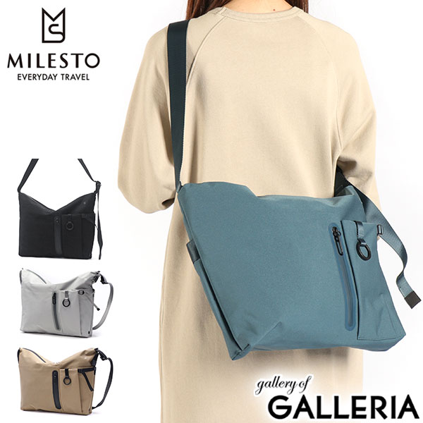 【商品レビューで＋5％】ミレスト ショルダーバッグ メンズ レディース 大容量 斜めがけバッグ 大きめ MILESTO バッグ 斜めがけ 大人 軽量 ブランド ファスナー付き おしゃれ 黒 B4 A4 15L 撥水 LIKID ラウンドショルダーバッグ L MLS945