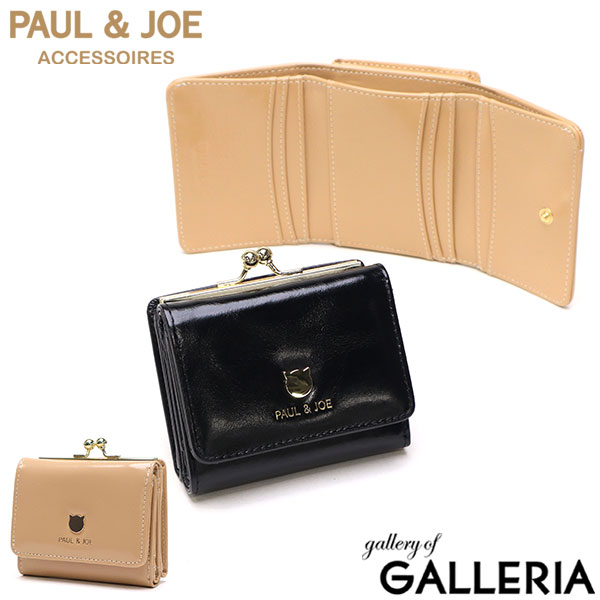 【商品レビューで＋5％】PAUL＆JOE ACCESSOIRES 財布 レディース コンパクト ポールアンドジョー 三つ折り財布 小さめ ブランド がま口  エナメル SMALL CAT FACE L 口金ミニ財布 PJA-W1162