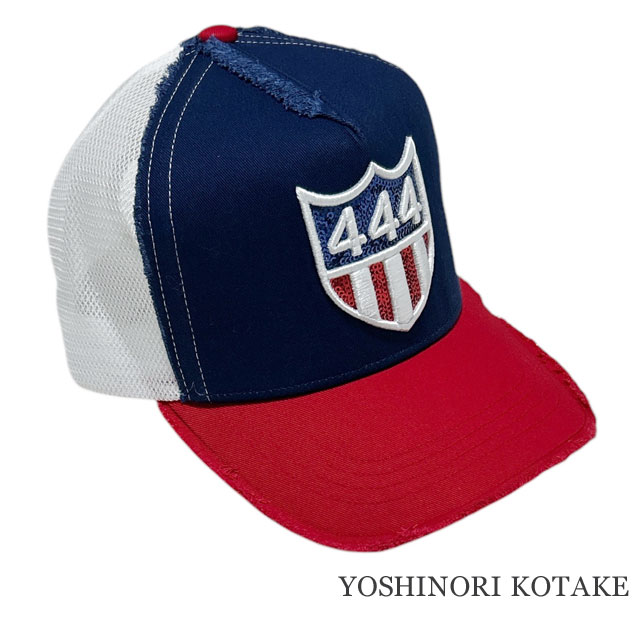 新品 ヨシノリコタケ YOSHINORI KOTAKE 444 LOGO SPANGLE MESH CAP ロゴ メッシュ キャップ トラッカー ヘッドウェア