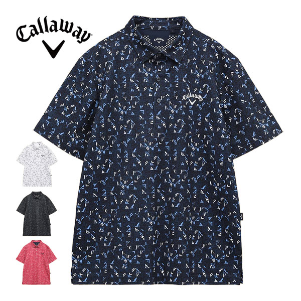 キャロウェイ 幾何学ロゴプリント カノコ 半袖 ポロシャツ ゴルフウェア メンズ 2025年春夏モデル M-3L C25134111