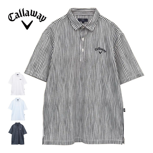 キャロウェイ かざあなメッシュ ストライププリント 半袖 ポロシャツ ゴルフウェア メンズ 2025年春夏モデル M-3L C25134118