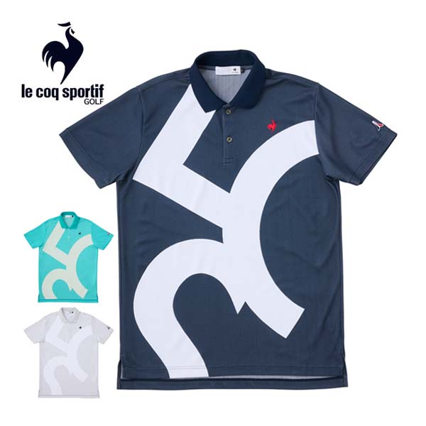 ルコックスポルティフ ゴルフ サンスクリーン ロゴジャガード 半袖 ポロシャツ ウェア メンズ M-LL QGMXJA09