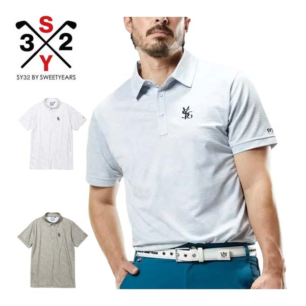 SY32 by SWEET YEARS SYG グラフィック総柄 半袖 ポロシャツ ゴルフウェア メンズ 2025年春夏モデル M-XL SYG-25S034