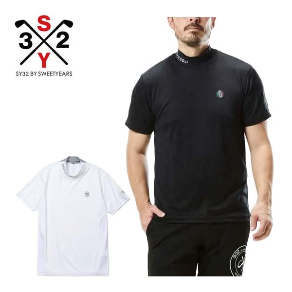 SY32 by SWEET YEARS サイドメッシュ オリジナルジャガード モックネック 半袖シャツ ゴルフウェア メンズ 2025年春夏モデル M-XL SYG-25S036