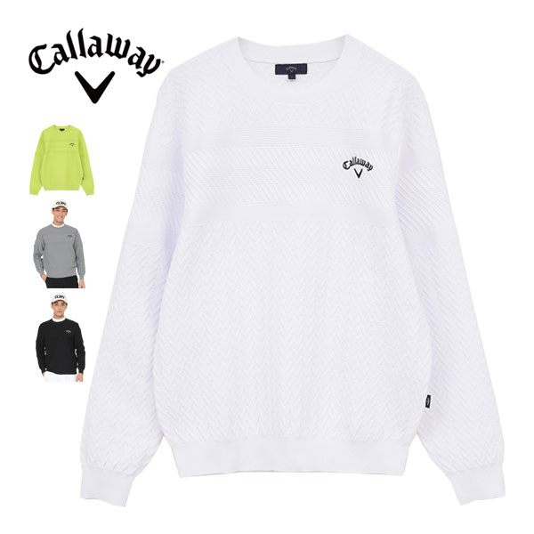 キャロウェイ ガーター編み クルーネック ニットセーター ゴルフウェア メンズ 2025年秋冬モデル M-3L C25218100