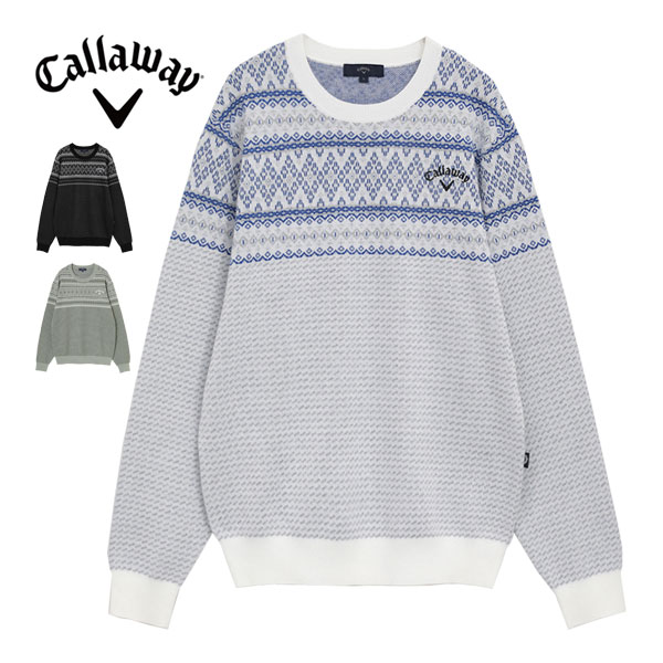キャロウェイ ノルディック柄 クルーネック ニットセーター ゴルフウェア メンズ 2025年秋冬モデル M-3L C25218103
