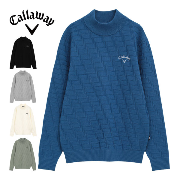 キャロウェイ リンクス編み ハイネック ニットセーター ゴルフウェア メンズ 2025年秋冬モデル M-3L C25218104