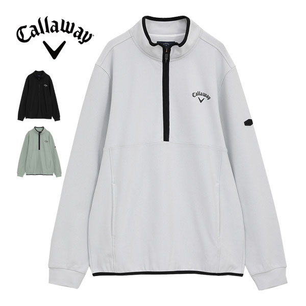 キャロウェイ 裏起毛 ハーフジップ モックネック 長袖シャツ ゴルフウェア メンズ 2025年秋冬モデル M-3L C25233109