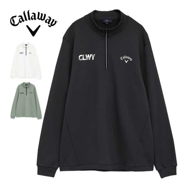 キャロウェイ 裏起毛 ハーフジップ モックネック 長袖シャツ ゴルフウェア メンズ 2025年秋冬モデル M-3L C25233113
