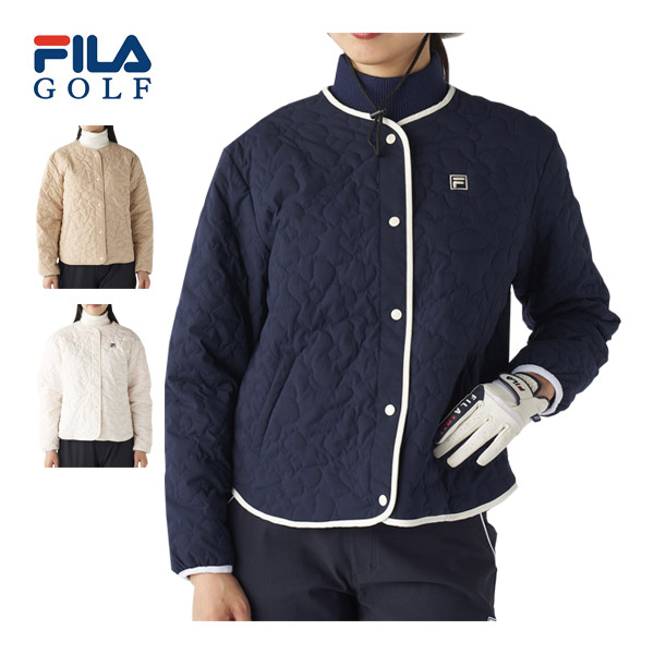 フィラゴルフ フラワーカモキルト ノーカラー 中綿ジャケット ウェア レディース 2025年秋冬モデル M-LL 795-210