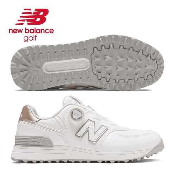 ニューバランス 574 v4 SL BOA スパイクレスモデル ゴルフシューズ レディース カラー：ホワイト/ゴールド WG574BA4