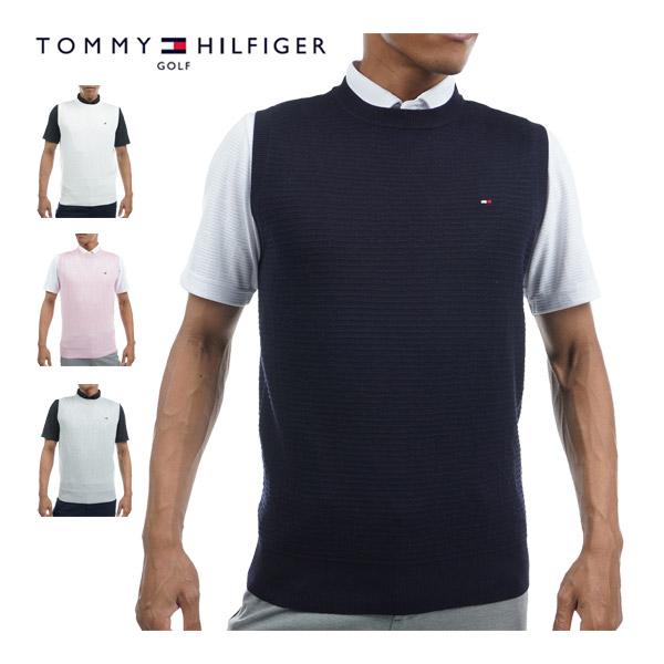 トミーヒルフィガー ゴルフ ウェア メンズ ブランドロゴ クルーネック ニットベスト THMA311 2023年春夏モデル M-XL