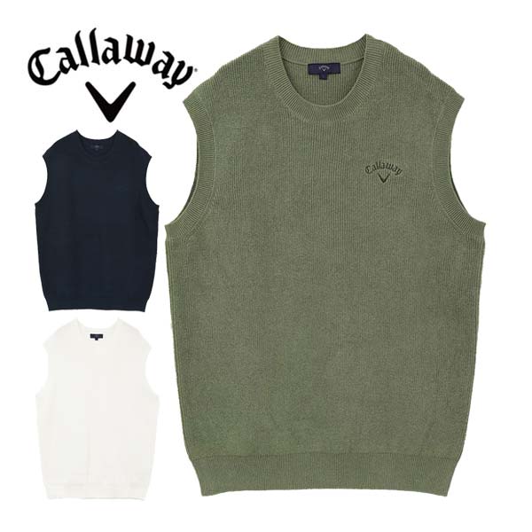キャロウェイ メンズ ゴルフウェア リラックスシルエット クルーネック ニットベスト C24119101 2024年春夏モデル M-3L