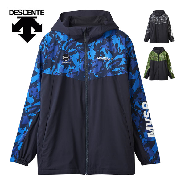 デサント アスレチック メンズ トレーニング ウェア MOVESPORT ヒートナビ 総柄グラフィック スリーブロゴ フルジップ ブルゾン DMMWJF30 2023年秋冬モデル M-XO