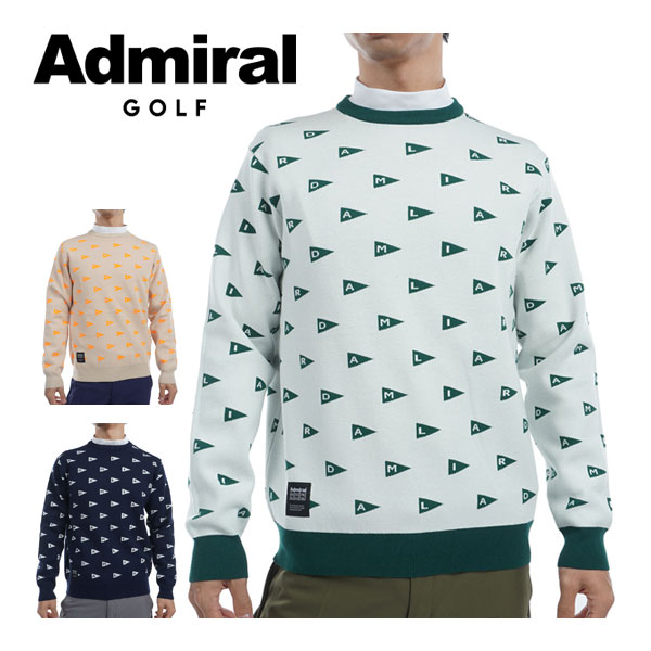 アドミラルゴルフ フラッグジャカード クルーネック セーター メンズ 2024年秋冬モデル M-3L ADMA453
