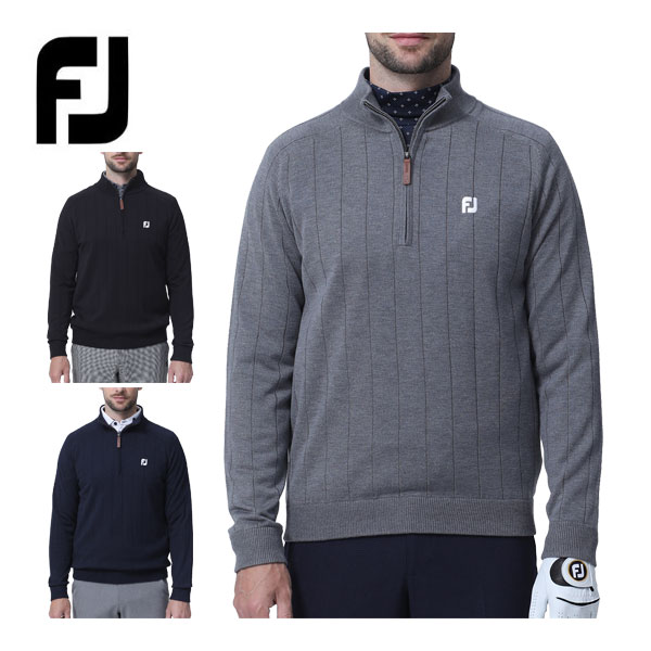 フットジョイ FOOTJOY ゴルフウエア メンズ セーター 「 FJ-F23-M03 」 ウール混 ドロップニードル ラインジップ 2023秋冬モデル