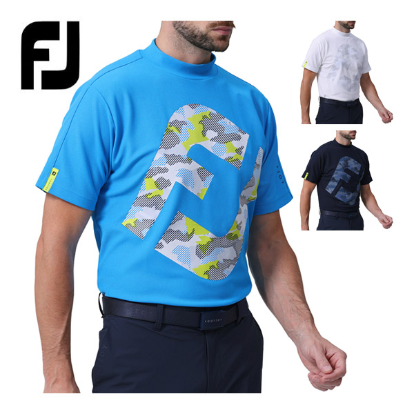 フットジョイ ゴルフウェア メンズ アスレチックパフォーマンス ビッグFJロゴ モックネック 半袖シャツ FJ-S24-S08 2024年春夏モデル M-XL