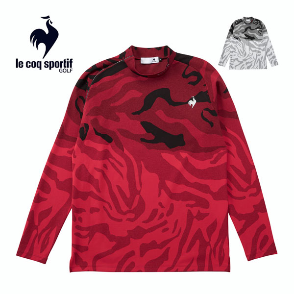 ルコックスポルティフ ゴルフ メンズ ウェア RIJOUME マーブル柄 グラデーションジャガード ハイネック 長袖シャツ QGMWJB25 2023年秋冬モデル M-LL