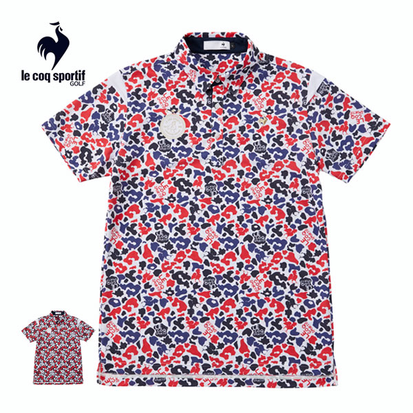 ルコックスポルティフ ゴルフ メンズ ウェア サンスクリーン ニワトリアート柄 半袖 ポロシャツ QGMXJA22 2024年春夏モデル M-LL
