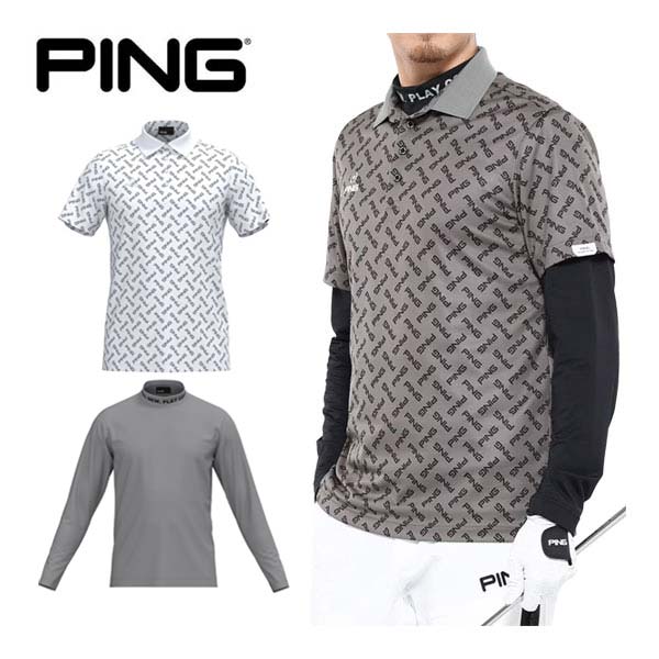 ピン メンズ ゴルフウェア パフォーマンスライン ツインレイヤード モックネック 長袖シャツ + 半袖ポロシャツ セットアイテム 621-4160209 2024年春夏モデル M-LL